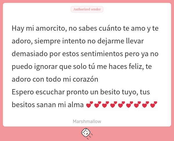 Hay mi amorcito, no sabes cuánto te amo y te adoro, siempre intento no ...