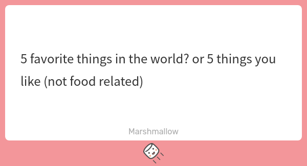 5 favorite things in the world? or 5 things you like (not food related ...