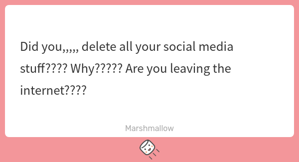 Did you,,,,, delete all your social media stuff???? Why????? Are you ...