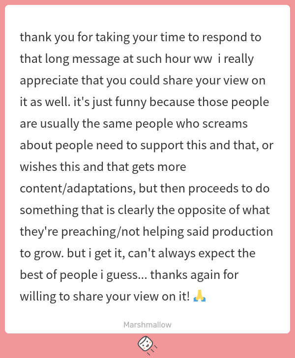 thank you for taking your time to respond to that long message at such ...